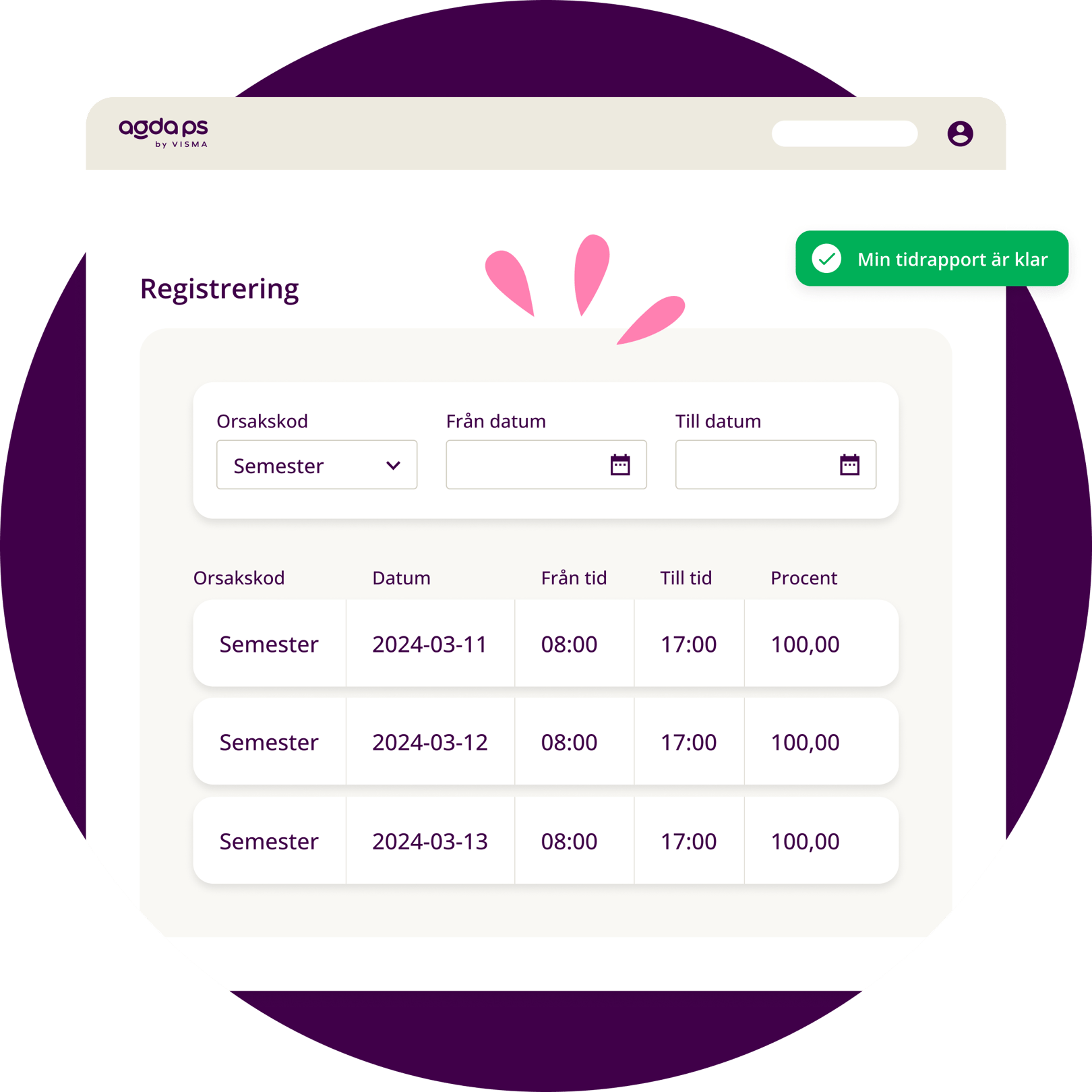 Tidrapporteringssystem - tidrapportering med Agda PS